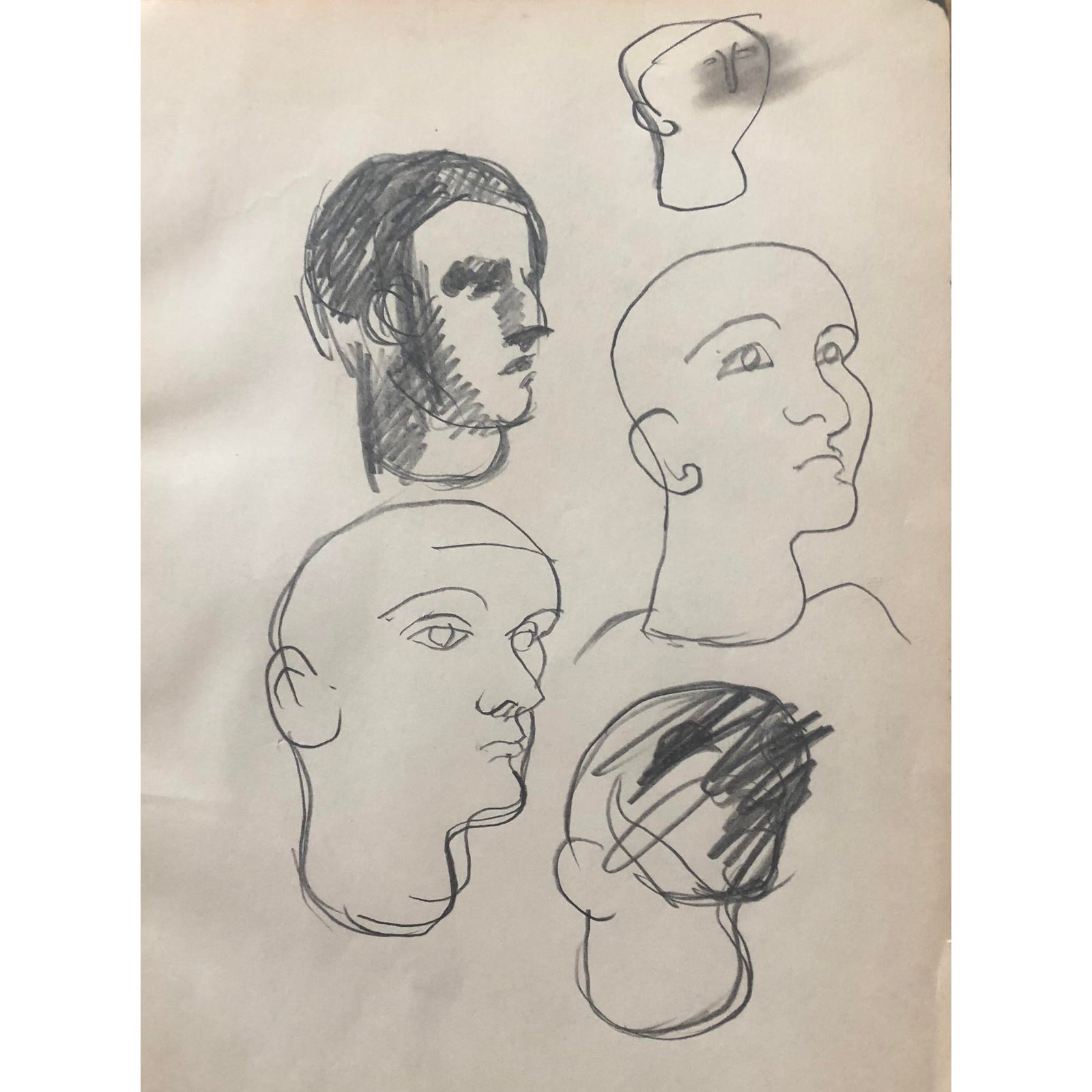 1961 Modern Portrait Study Drawings | Chairish