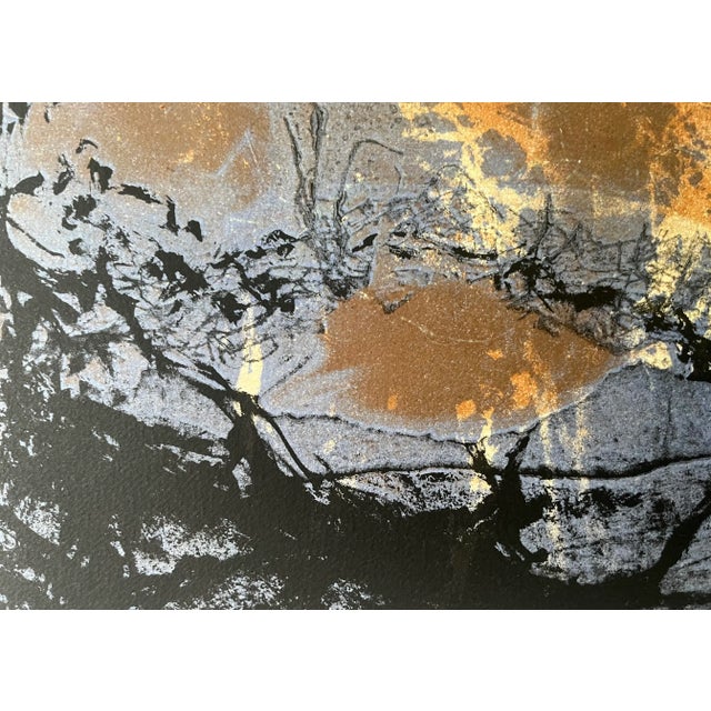 Vintage Original Abstract Lithograph Organic Modern 80s | Chairish