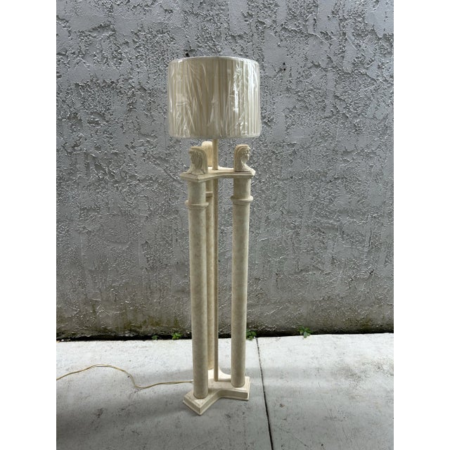 1980s Post Modern Floor Lamp With Columns and Grecian Heads | Chairish