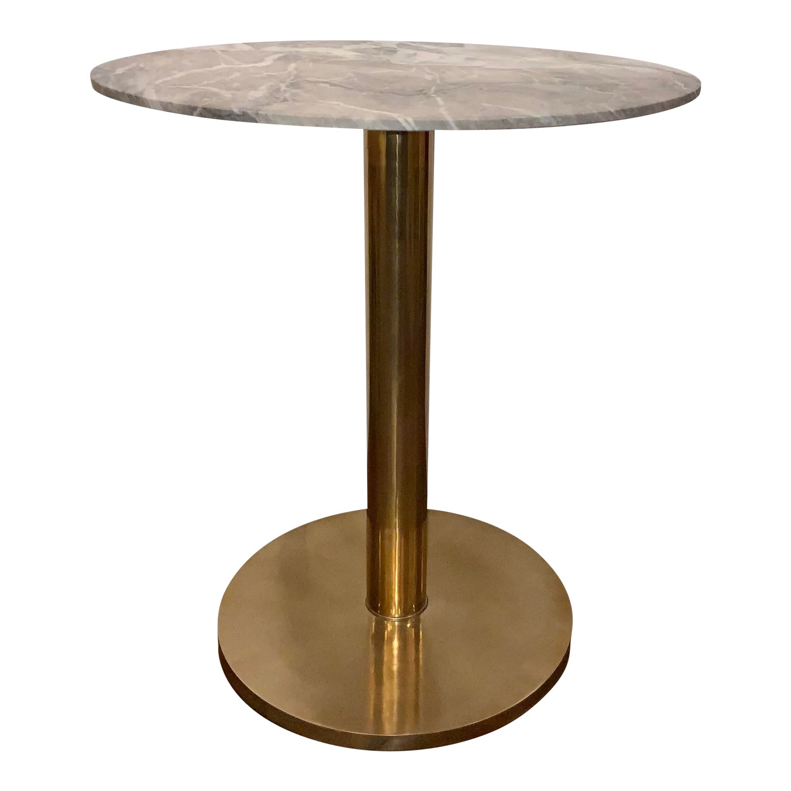 Modern Marble and Brass Counter Height Bar Table | Chairish