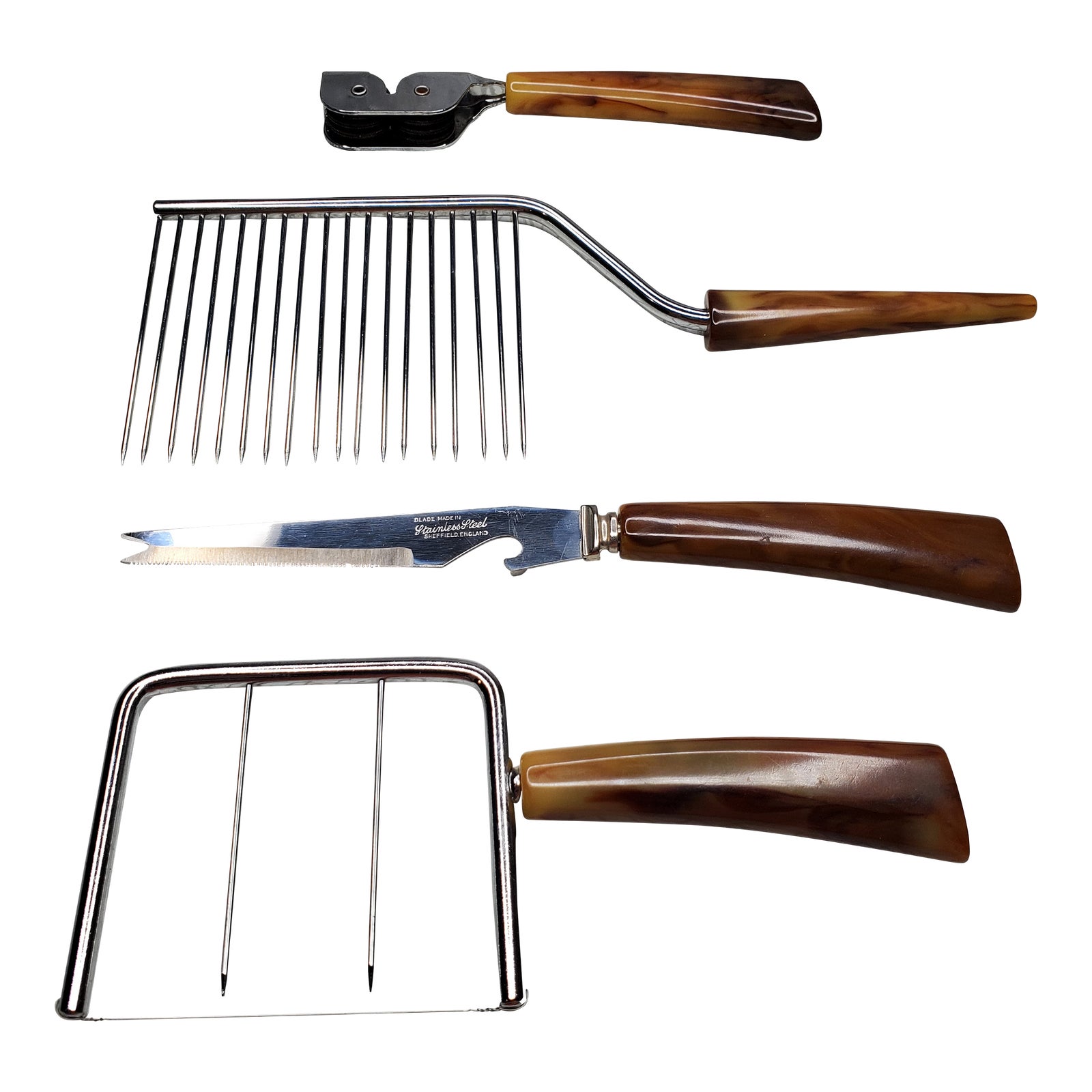 1930s Marbled Butterscotch Bakelite Kitchen Utensils Set of 4 Including ...