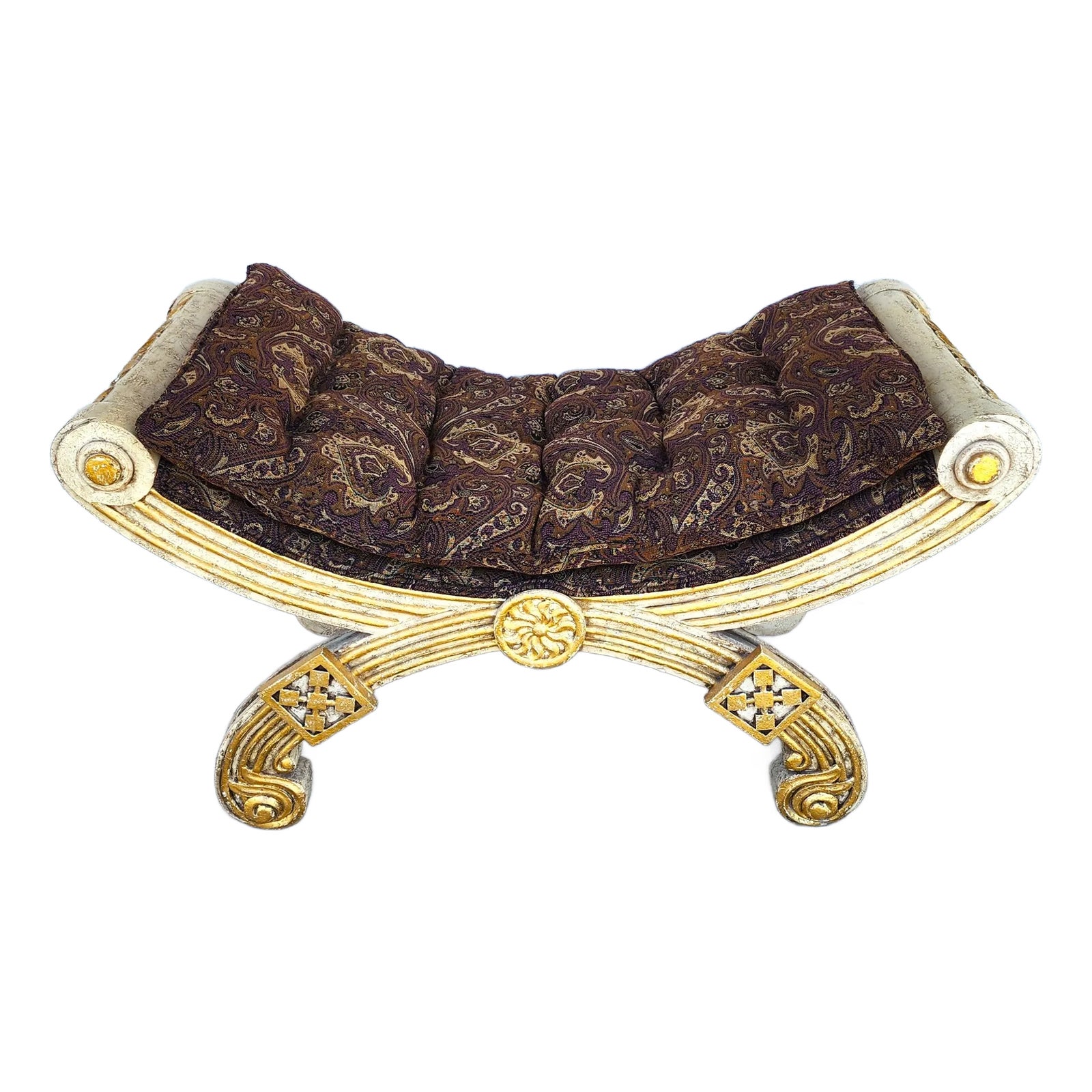 French Empire Gilt Gold Leaf Bench Oversized 48" | Chairish