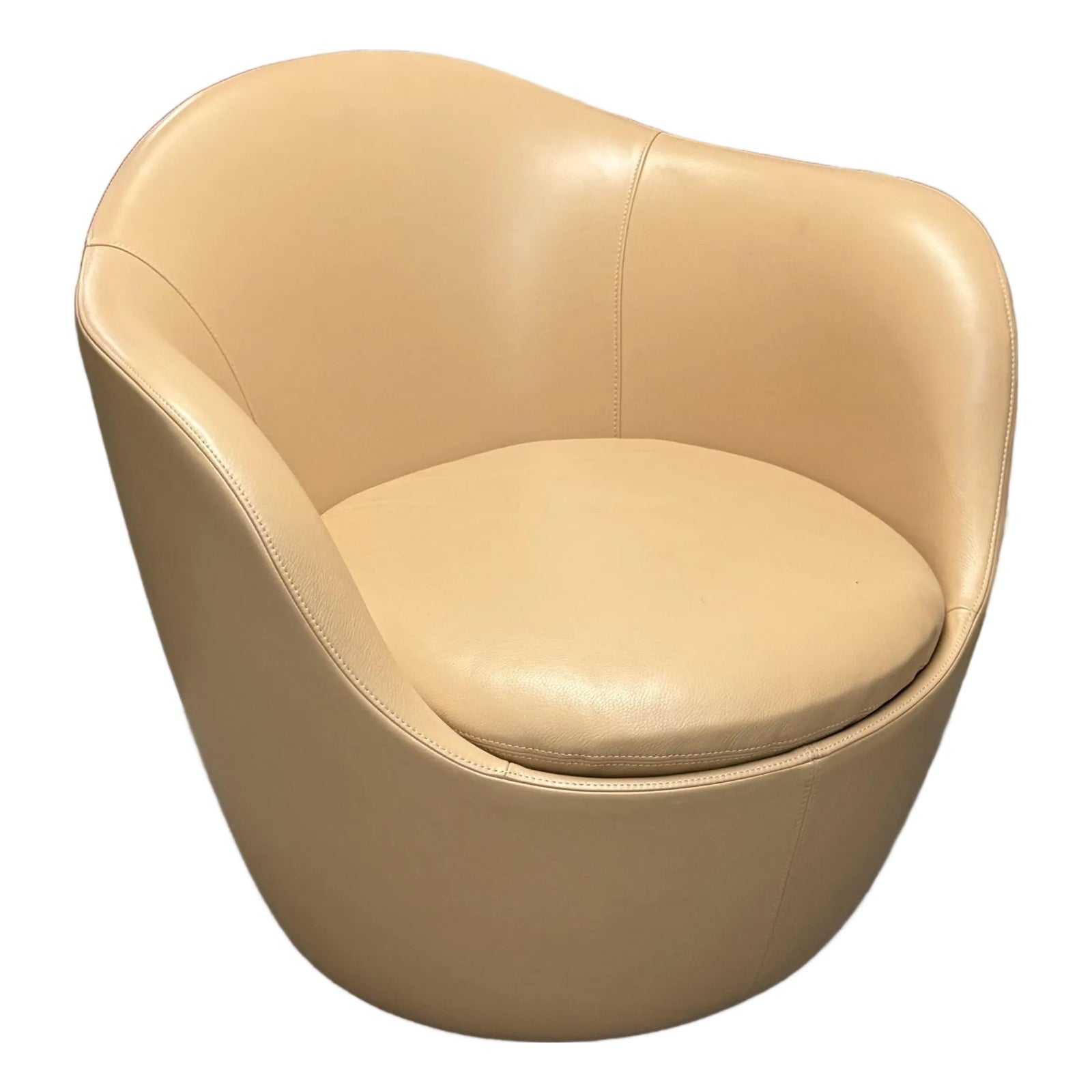 Design Within Reach Lína Swivel Arm Chair, Shore Prone Leather | Chairish
