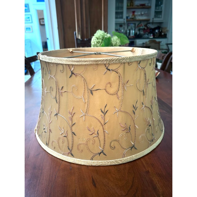 Vintage Silk Embroidered Lamp Shade | Chairish