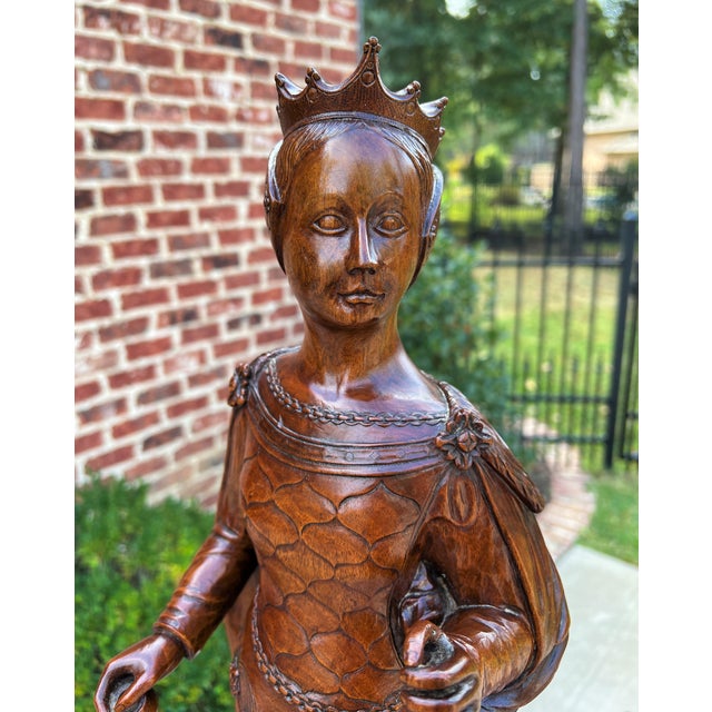Antique French Statue Figure Sculpture Queen Lady With Crown Medieval ...