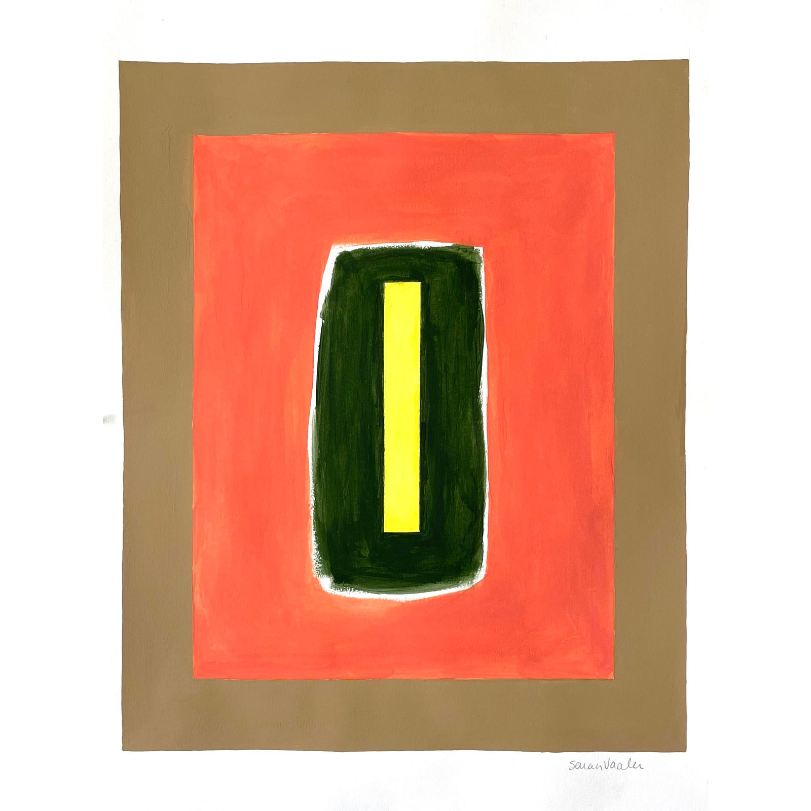 Color Block Painting With Salmon and Yellow | Chairish