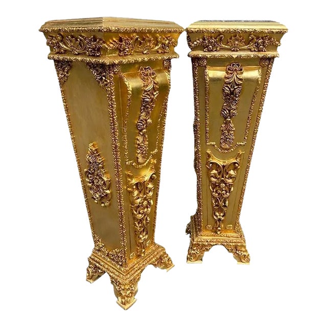 Pair of Vintage 1960s French Louis XVI Style Pedestal Columns in Gold ...