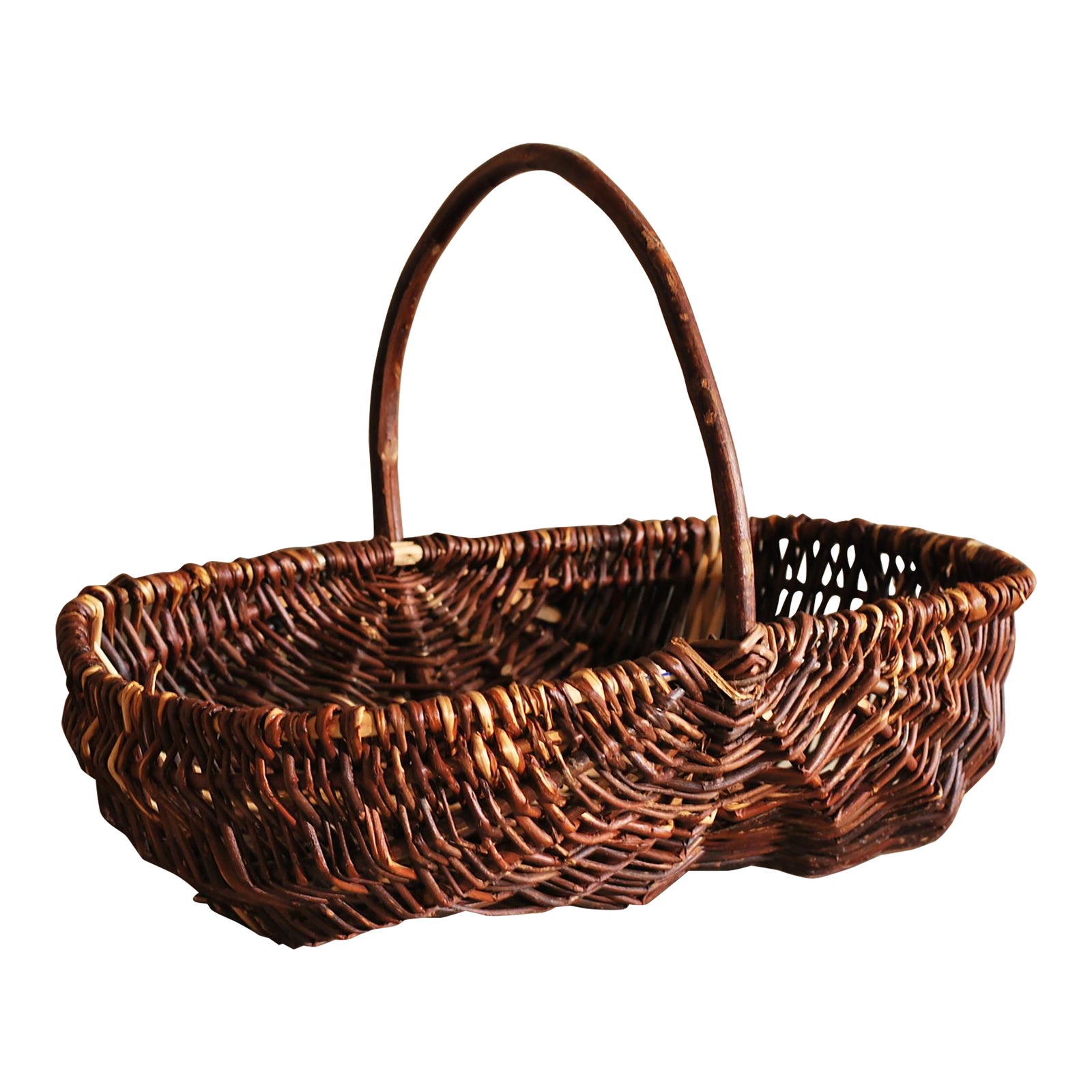 Early 1900s French Wicker Farm Basket | Chairish