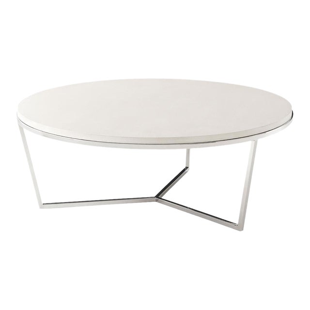 Modern Leather Top Coffee Table | Chairish