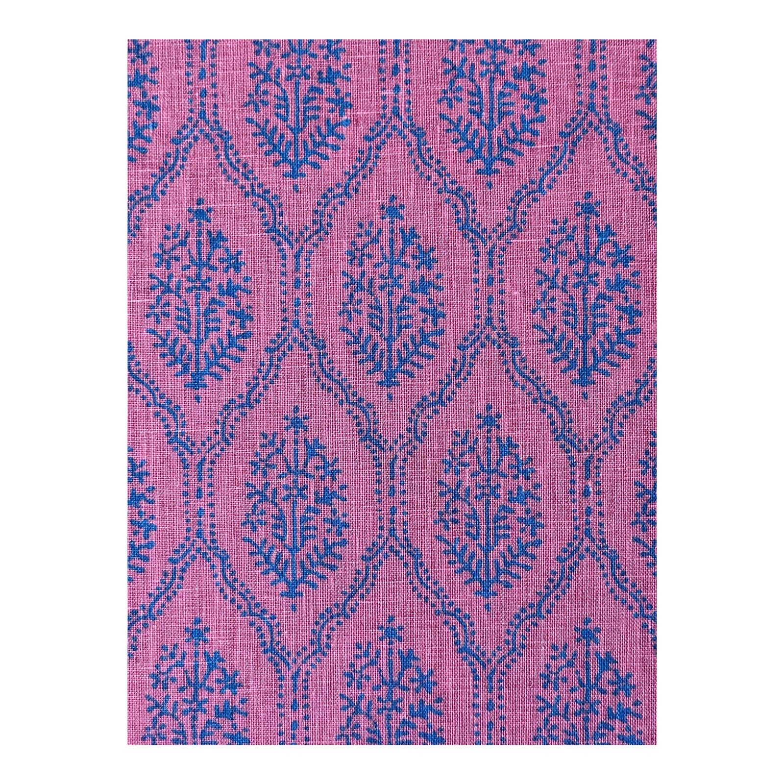Peter Dunham Block Linen Fabric Jaali - Indigo on Raspberry Sku ...
