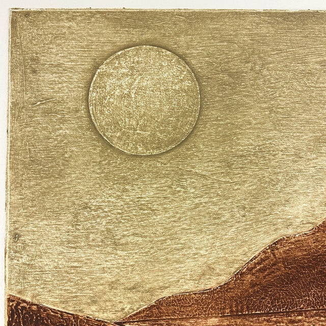 Brutalist Postmodernist Landscape Collagraph by Geri Obler, Signed (C ...