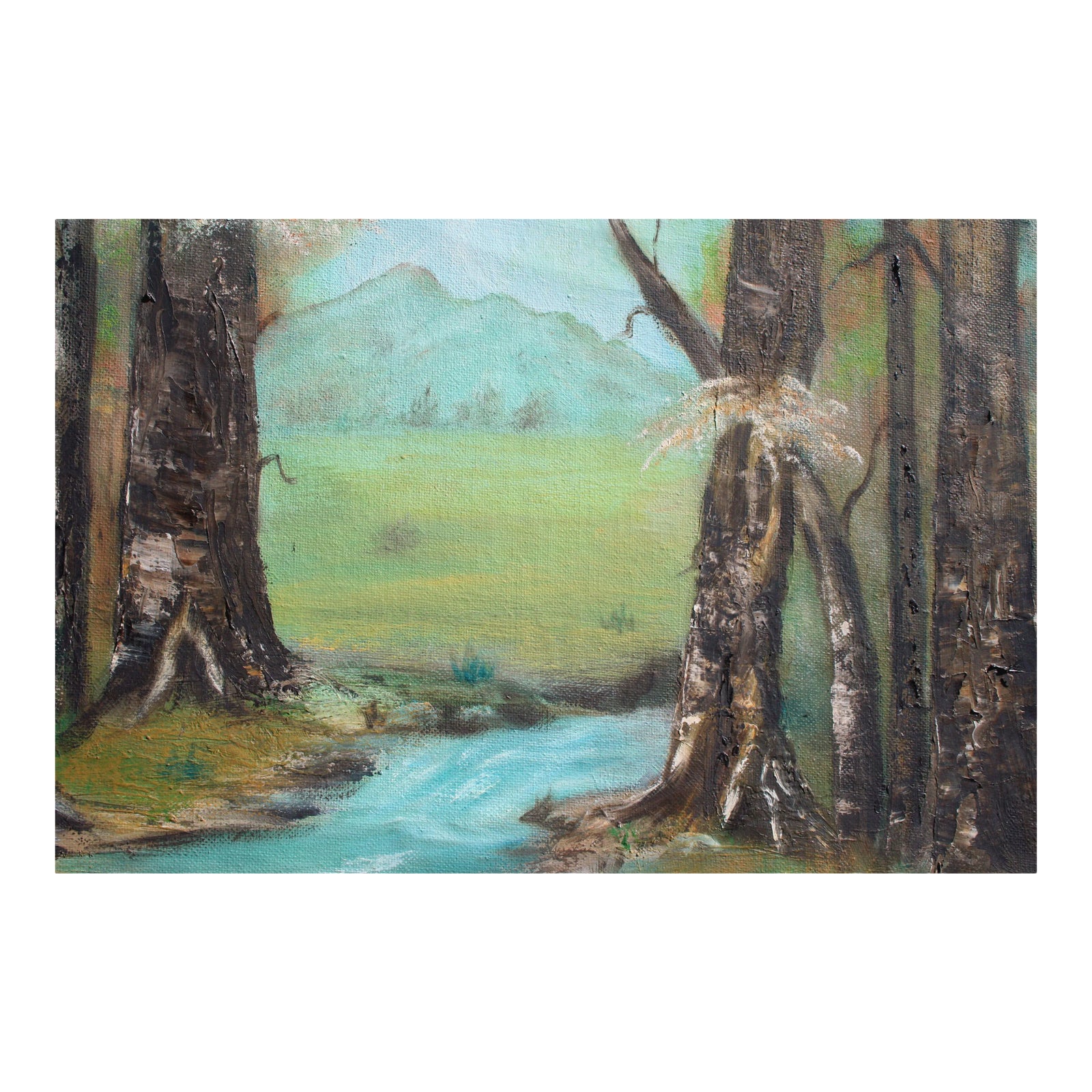 Alice Egge "Sycamore Trees Near Stream" Impressionist Landscape 1960s ...
