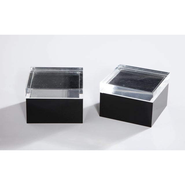 Vintage Black and Clear Lucite Boxes - a Pair | Chairish
