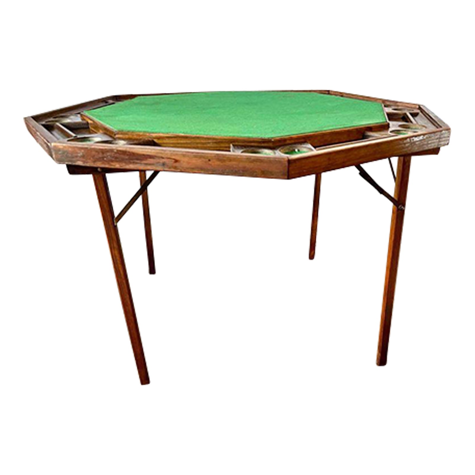 Vintage 20th Century Octagonal Folding Poker Game Table | Chairish