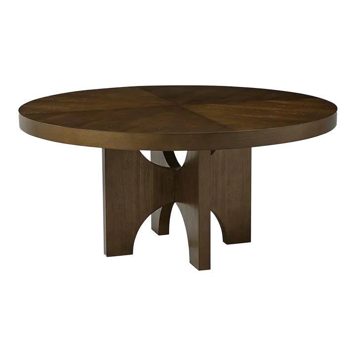 Modern Round Dark Ash Dining Table | Chairish