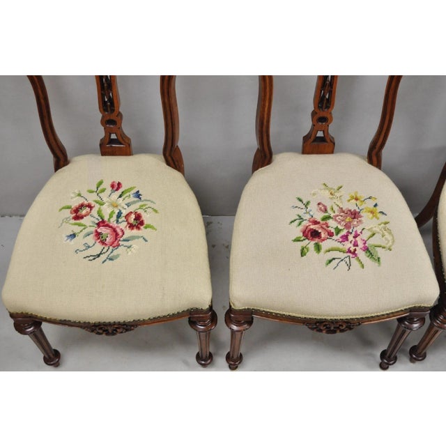 Antique Victorian Carved Walnut French Tapestry Parlor Side Chairs ...