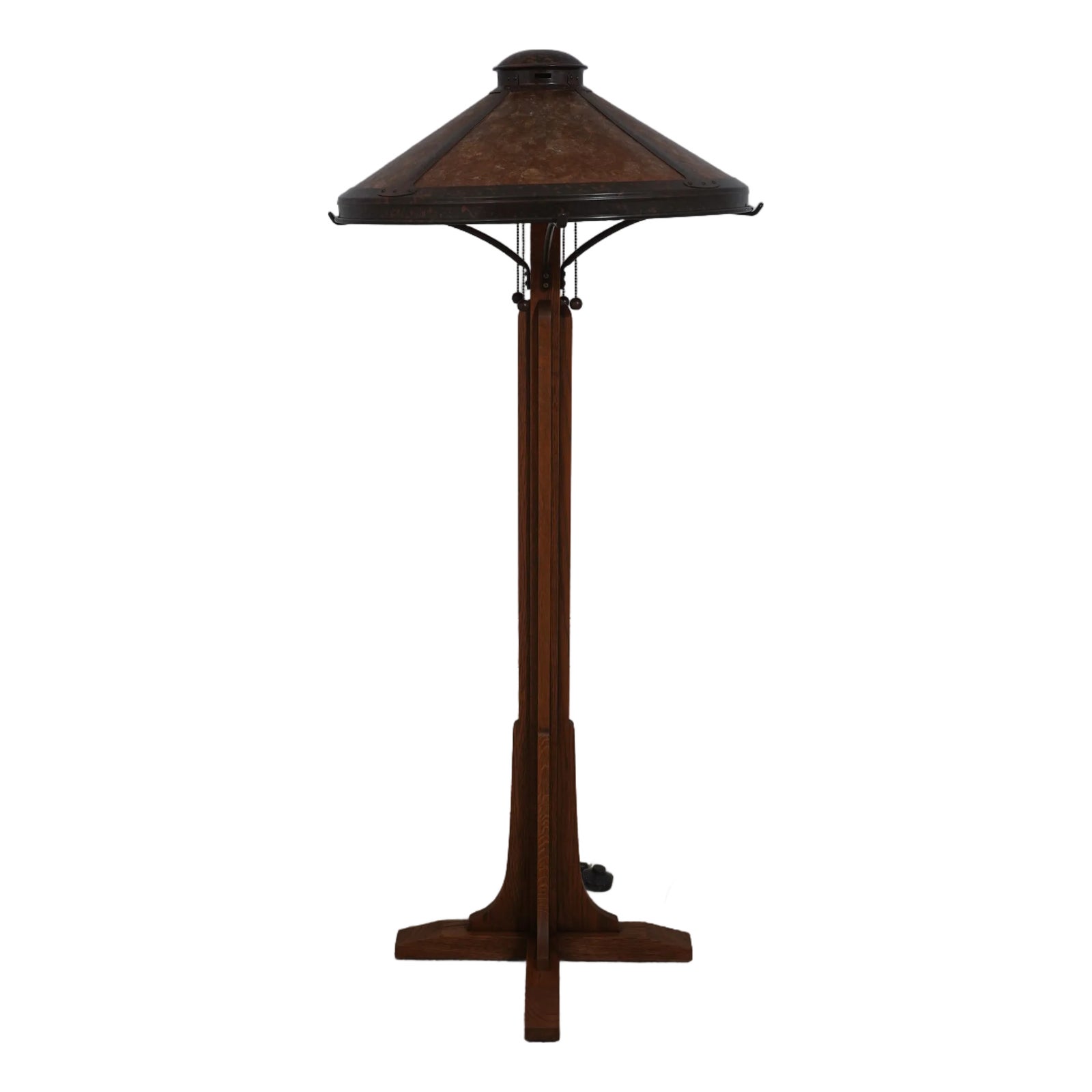 Mission Oak Warren Hile Tall Floor Lamp W. Micah Shade | Chairish
