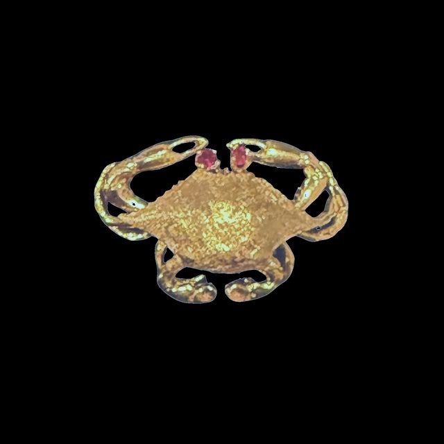 Vintage 14k Gold Crab Pin With Ruby Eyes | Chairish