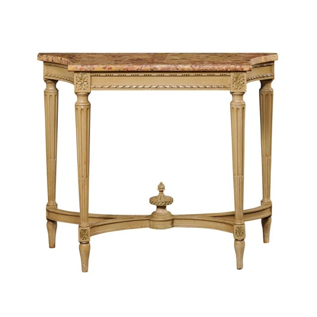 French Breche d'Alep Marble Top Console | Chairish