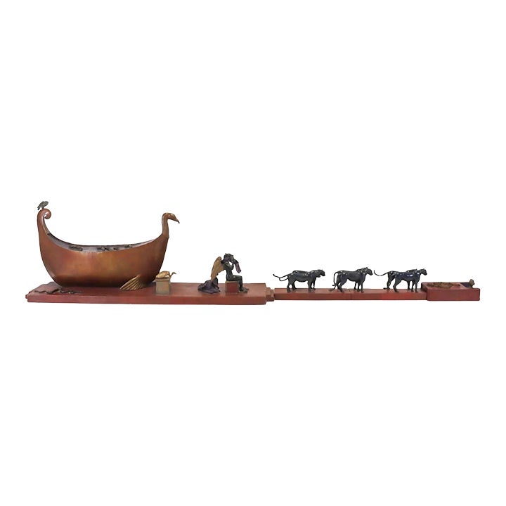 1985s Large Ann McCoy Bronze Sculpture Noah's Ark 76" W | Chairish