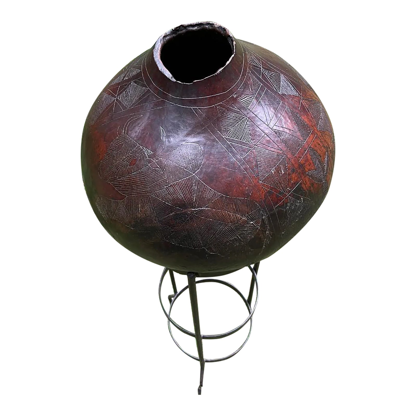 Large Mid 20th Century Gourd With Incised Decorations | Chairish