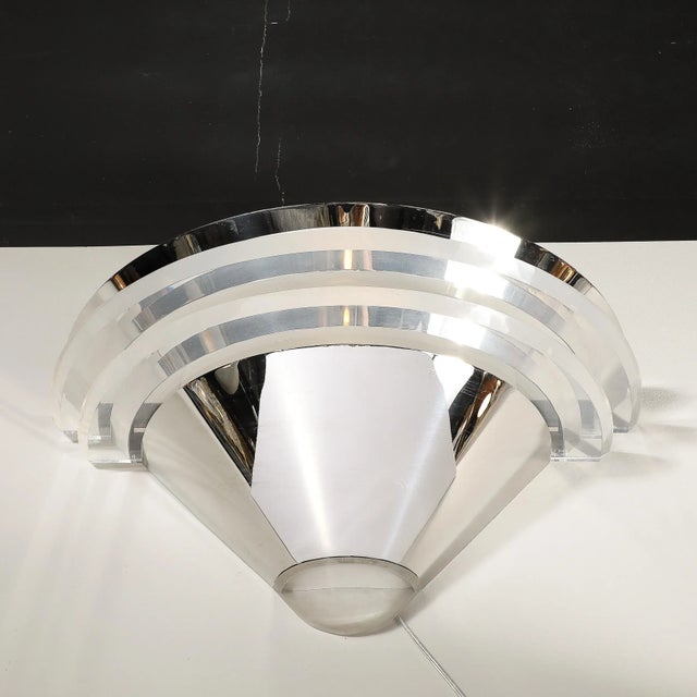 Pair of Mid-Century Modernist Saturn Sconces in Chrome and Lucite by ...