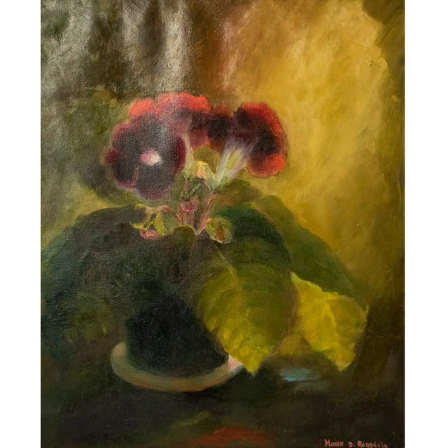 Late 20th Century Marian Ragsdale Original O/C African Violets, Framed ...