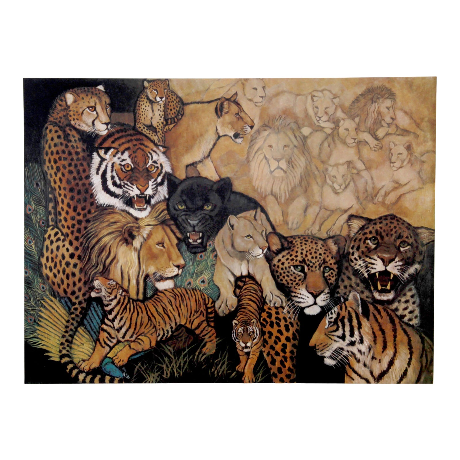 Caroline Schultz, Big Cat Compositions, Lithograph | Chairish