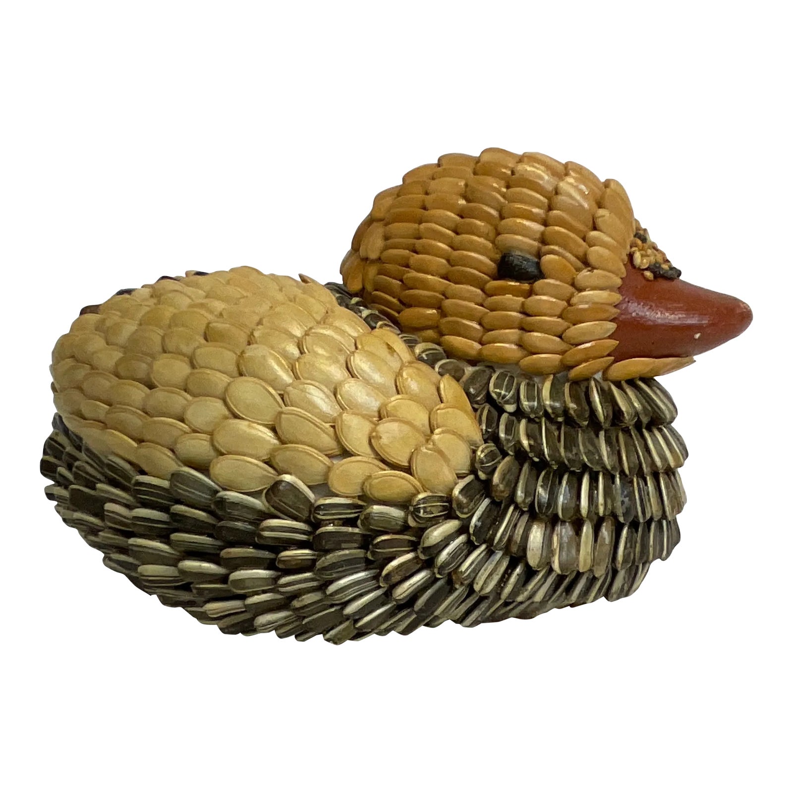 1980s Vintage Arts & Crafts Folk Art Seed Duckling Tabletop Figurine ...