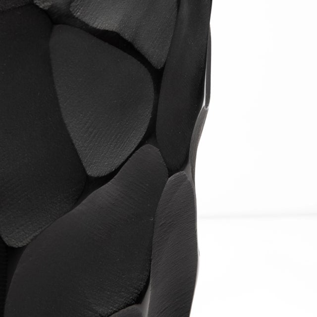 Set of Hand Blown Murano Moon Vases in Jet Black | Chairish