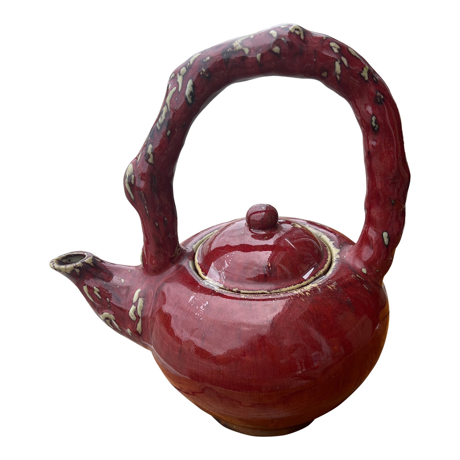 1970s Large Ox Blood Color Tea Pot | Chairish