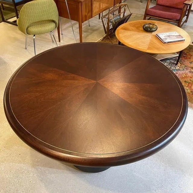 1960s Round Bookmatched Rosewood Pedestal Dining Table by Edward ...