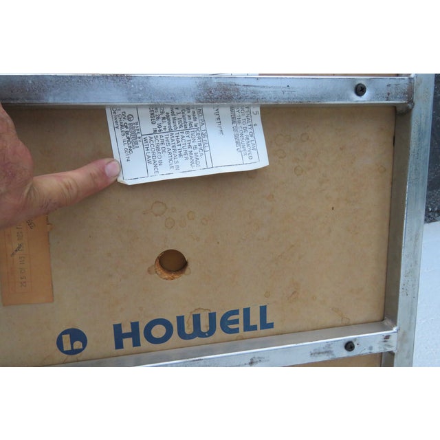 Howell Hollywood Regency Chrome Glass Top Dining Table With 6 Caned ...