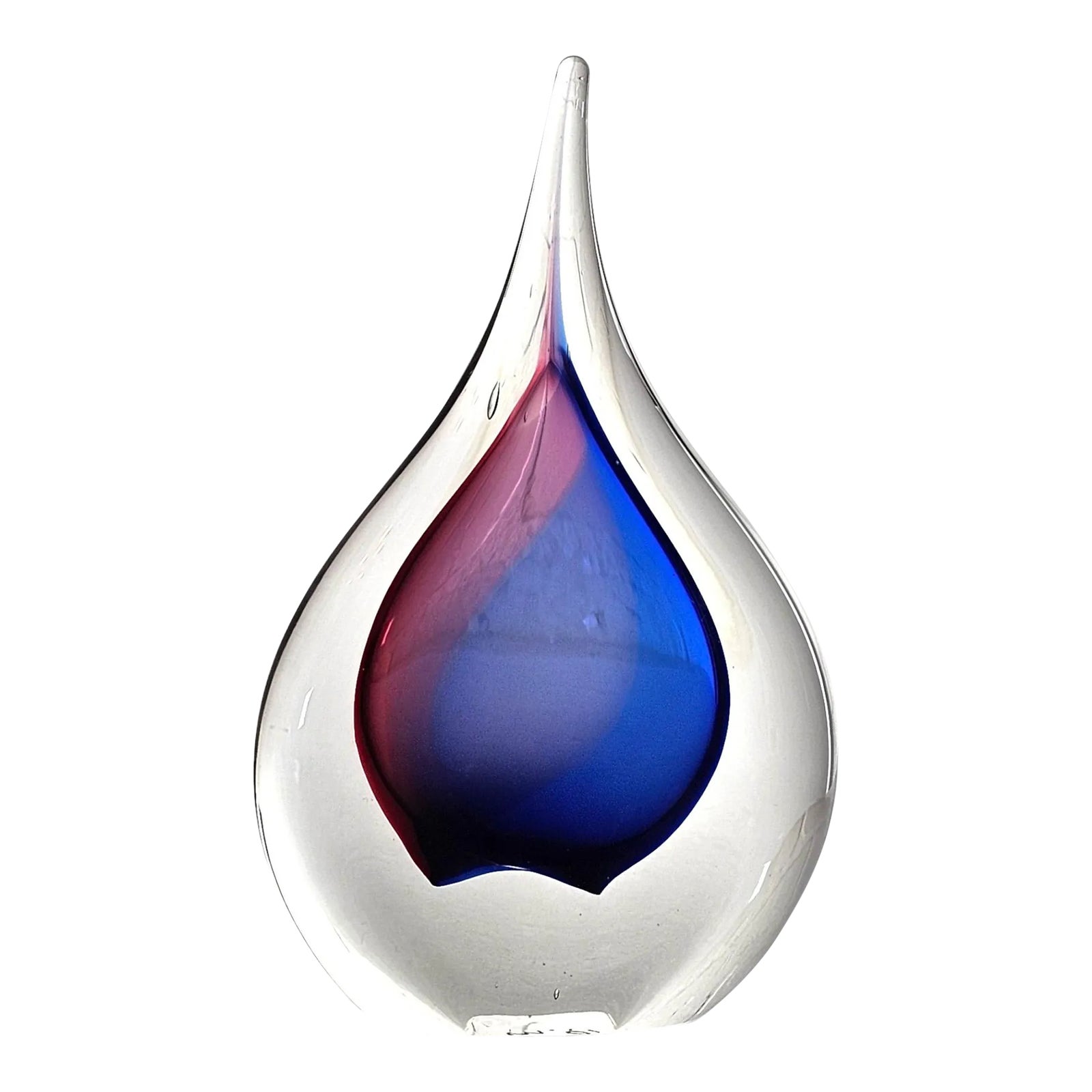 Marian Pycrak Blown Art Glass Sculpture Paperweight Tear Drop 6" | Chairish