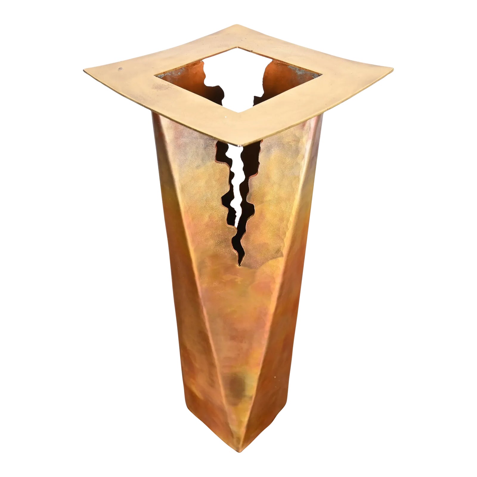 Paul Evans Style Brutalist Hand Wrought Copper Large Vase, Circa 1970s ...