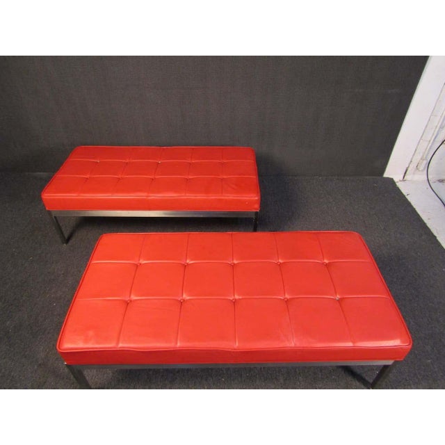 Pair of Red Mid-Century Modern Ottomans | Chairish
