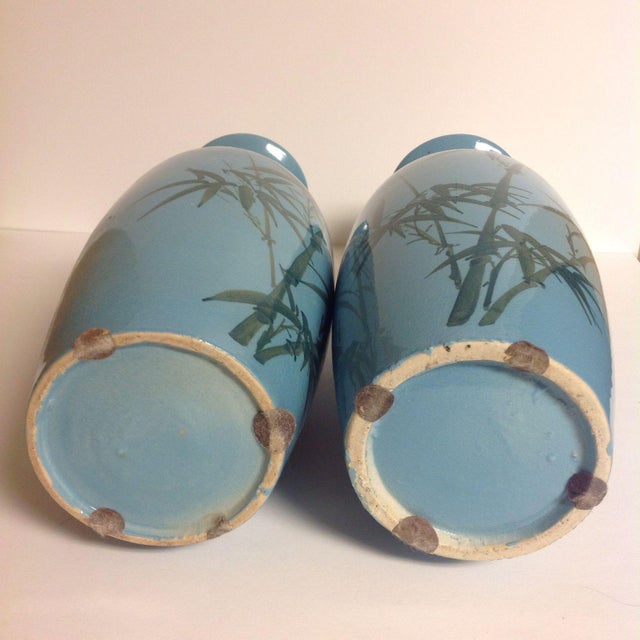 Vintage Awaji Japanese Turquoise & Green Vases - a Pair | Chairish