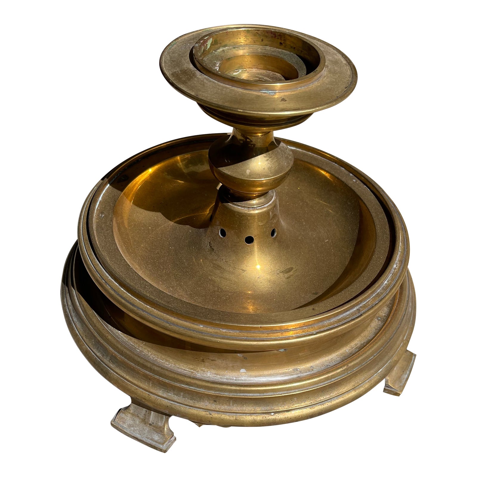 Mid-Century 1972 Large Chapman Brass Candle Base | Chairish