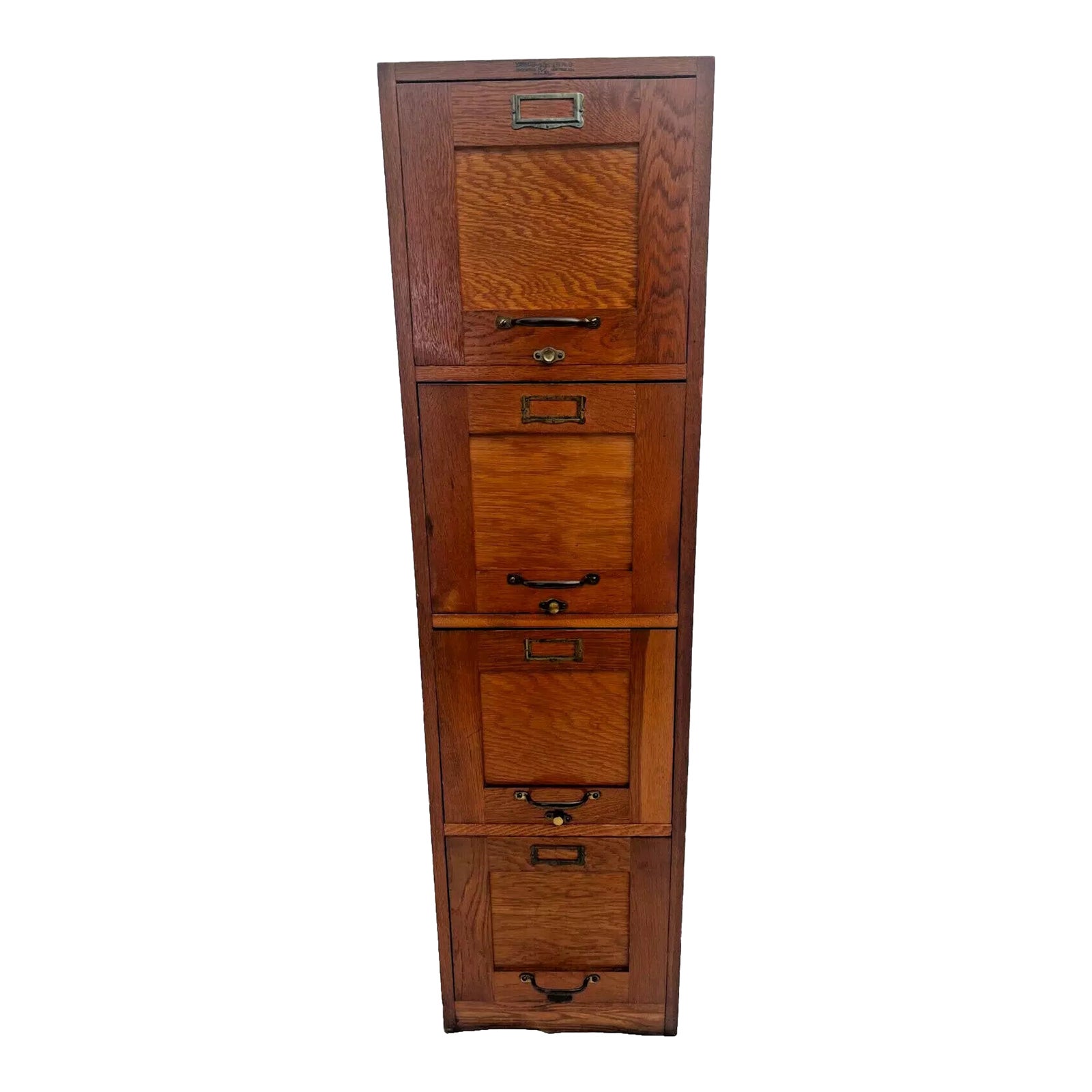1920s Antique Oak File Cabinet With Four Drawers Yawman and Erbe Mfg Co ...