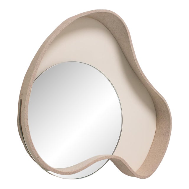 Mar Stoneware Wall Mirror, Sand | Chairish
