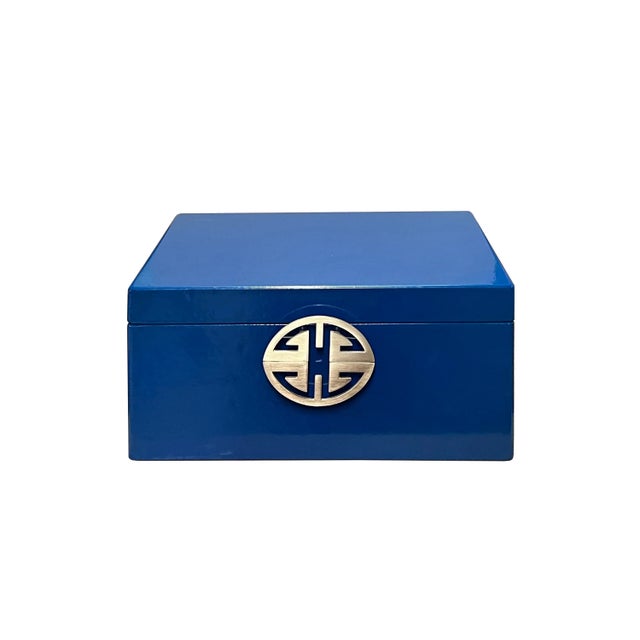Oriental Round Hardware Royal Blue Rectangular Container Box Large ...