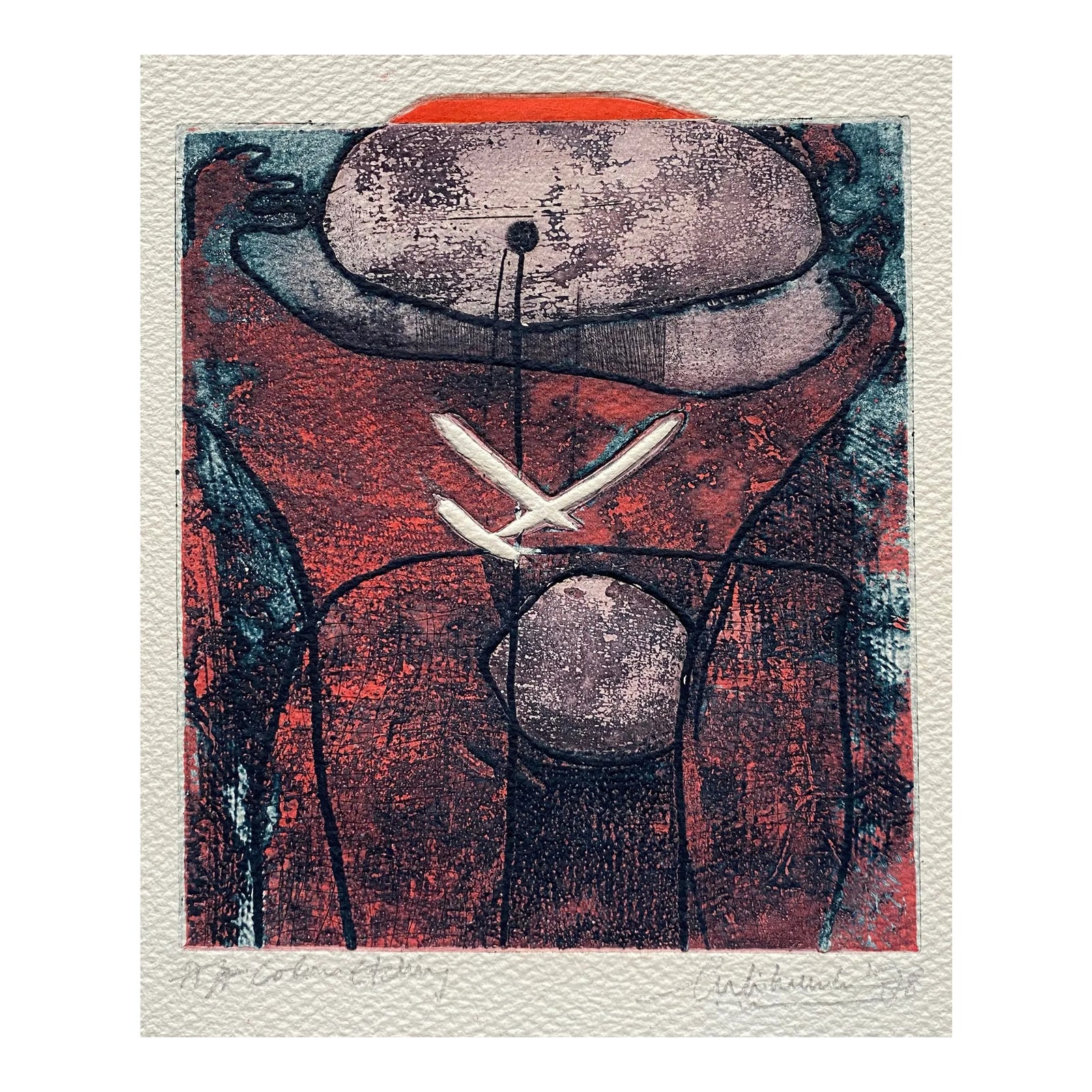 1988 Modern Embossed Etching | Chairish