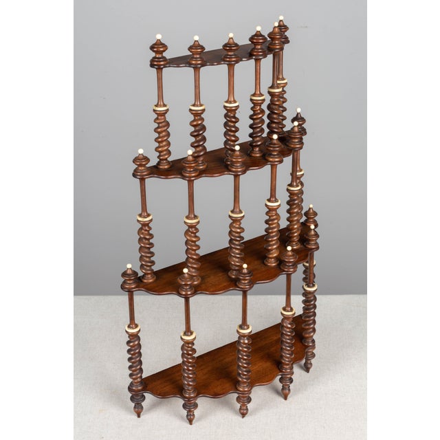 19th Century French Mahogany Turned Spindle Shelf | Chairish