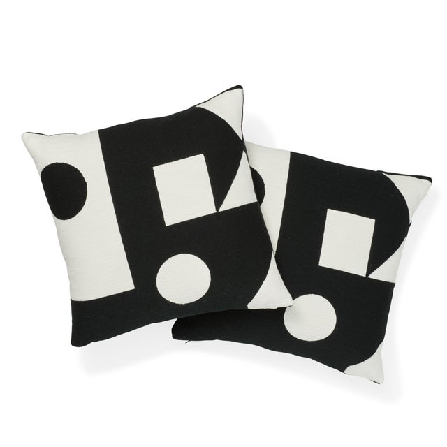 Contemporary Schumacher X Porter Teleo Binary Embroidery Pillow in ...