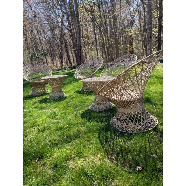 Russell Woodard Spun Fiberglass Fan Chairs and Tables, 6 Pieces | Chairish