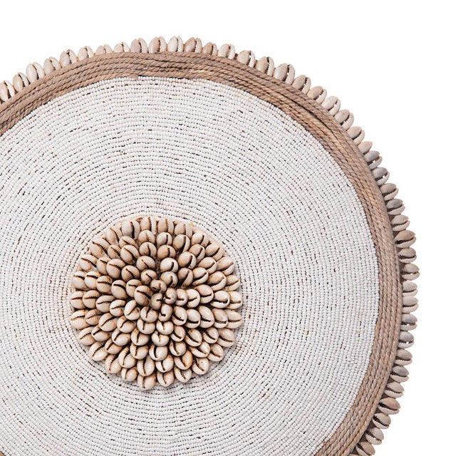 Tribal Beaded Shell Shield in White | Chairish