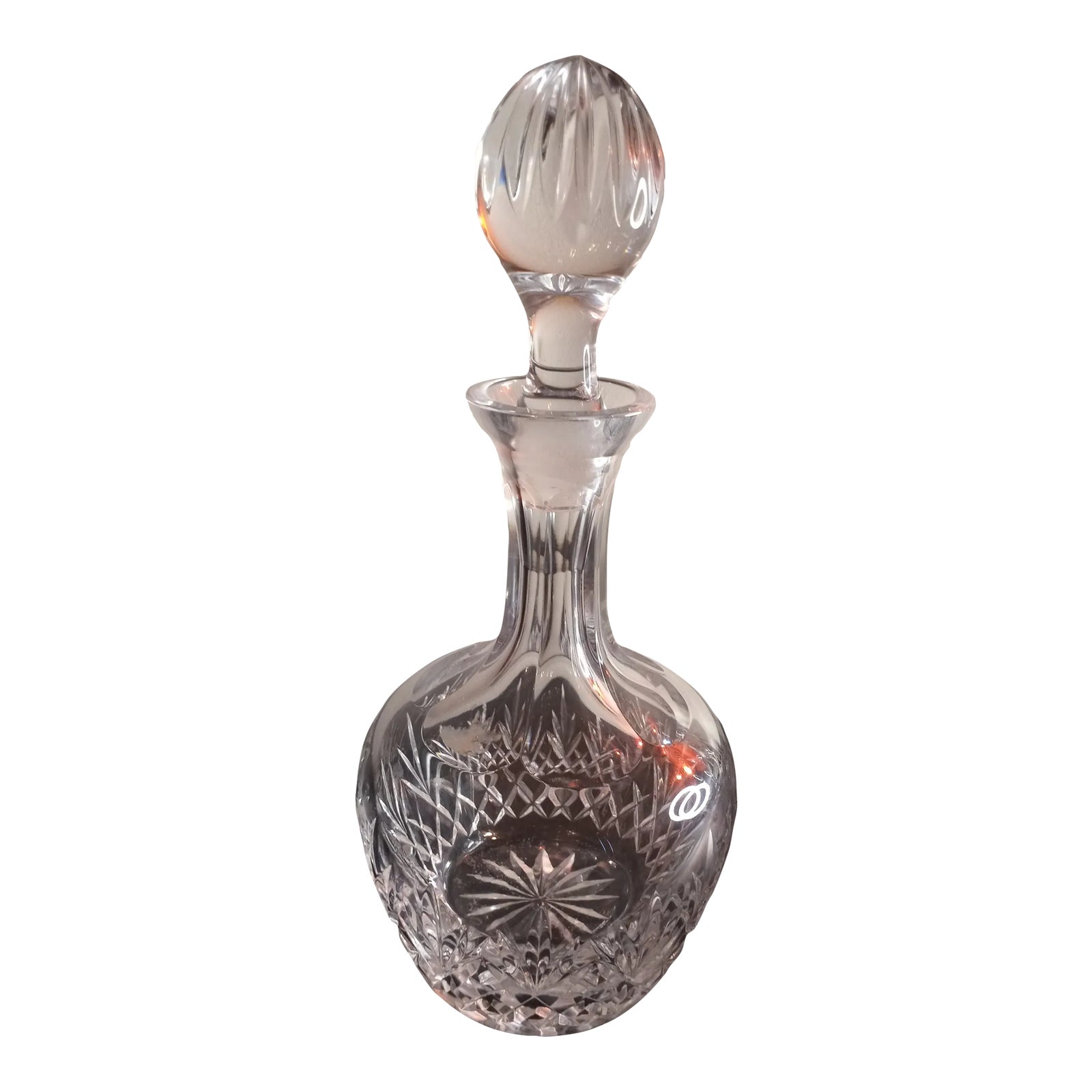 1980s Marked Atlantis Cut Crystal Decanter With Stopper | Chairish