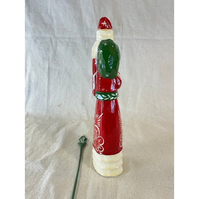 20th Century Hand Carved Wooden Santa Claus Figurine | Chairish