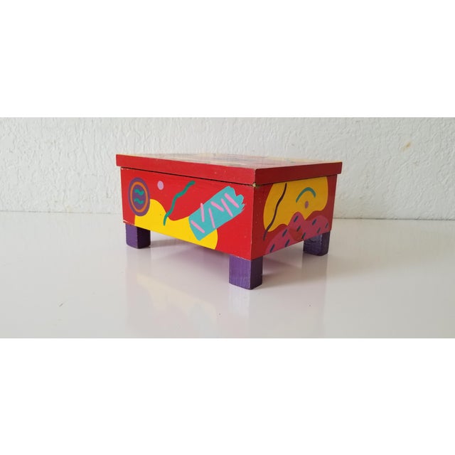 Postmodern Artistic Hand Painted Decorative Box | Chairish