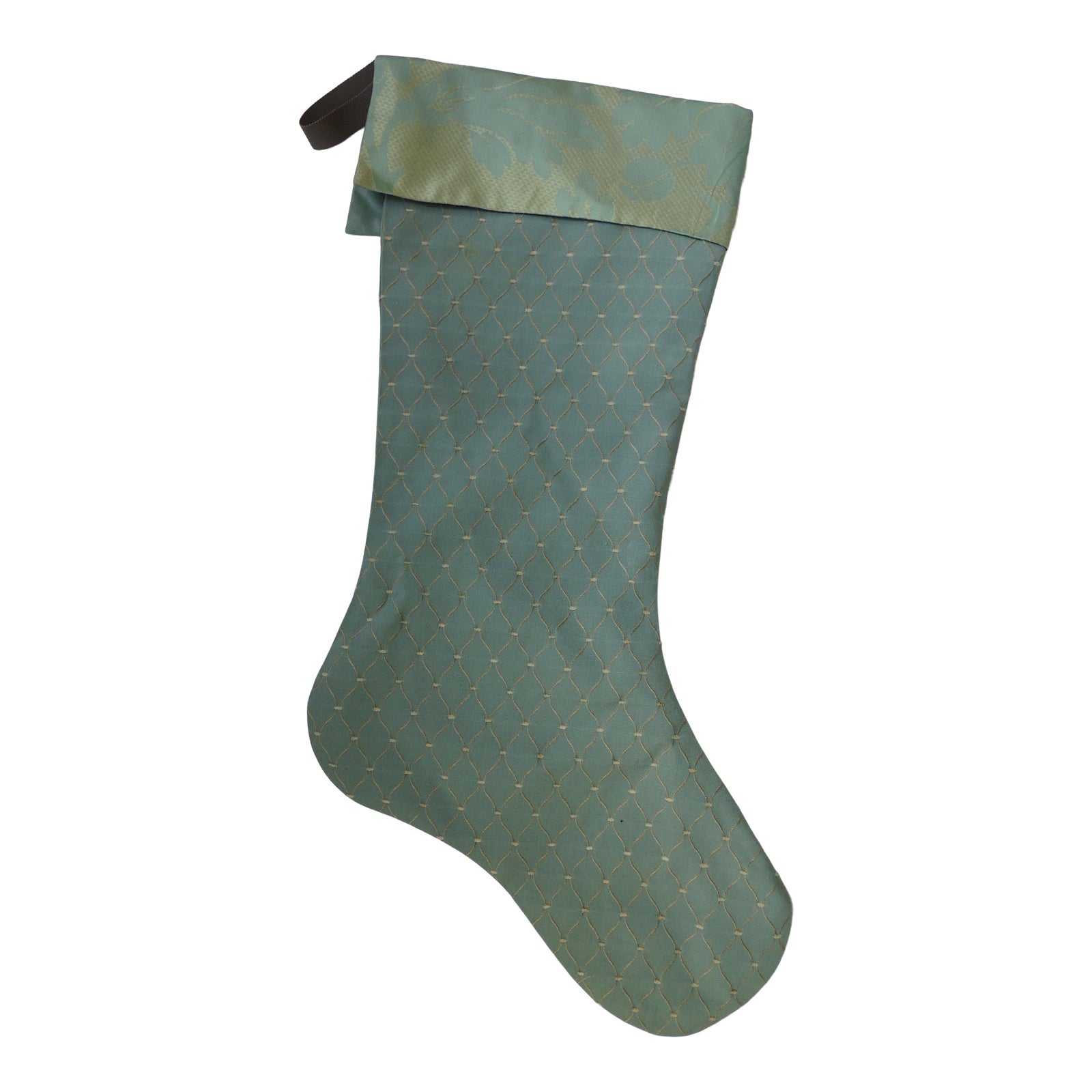 Contemporary Blue & Taupe Lattice Design Christmas Stocking | Chairish